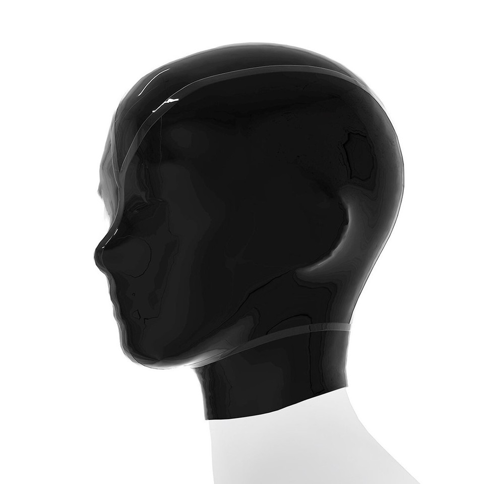 Black Latex Hood Full Cover Rubber Mask for Play Suffocation Fetish ...