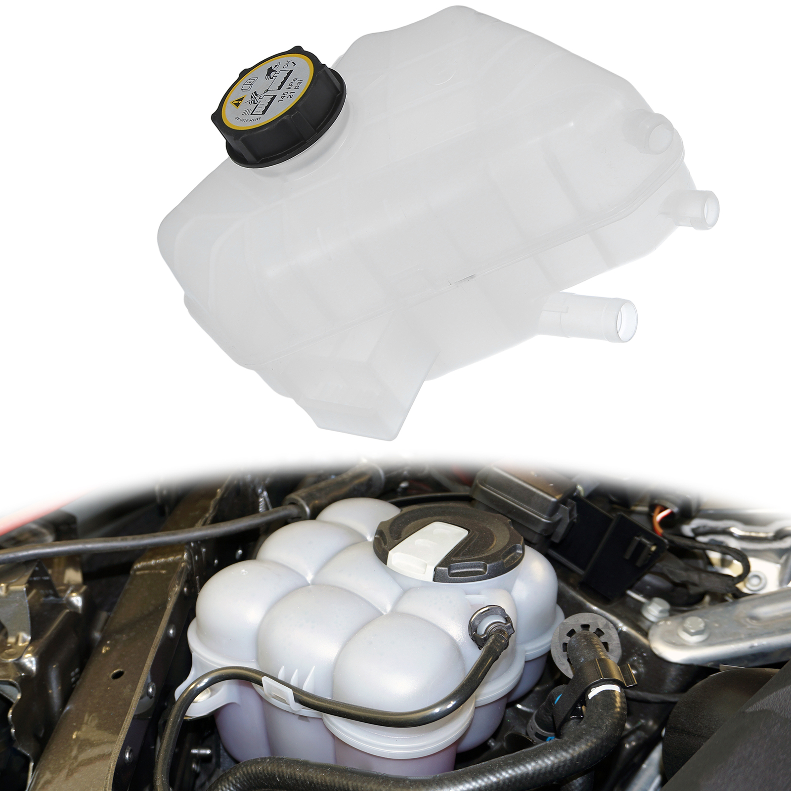 1 Set Radiator Coolant Expansion Header Tank Bottle with Cap for Ford ...