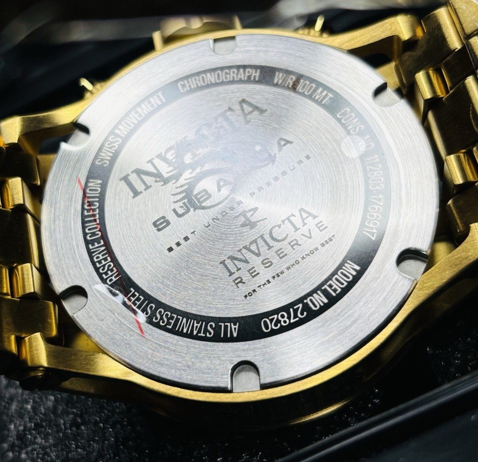 Invicta Reserve SubAqua Green Dial Gold Tone Chronograph -REF.27820-NWT ...