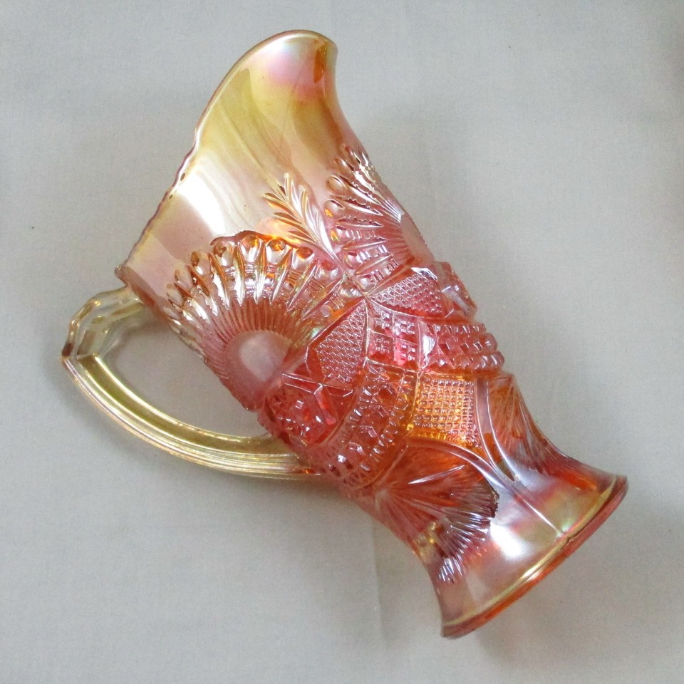 US GLASS SUNSHINE PATTERN MARIGOLD CARNIVAL GLASS LEMONADE PITCHER ...