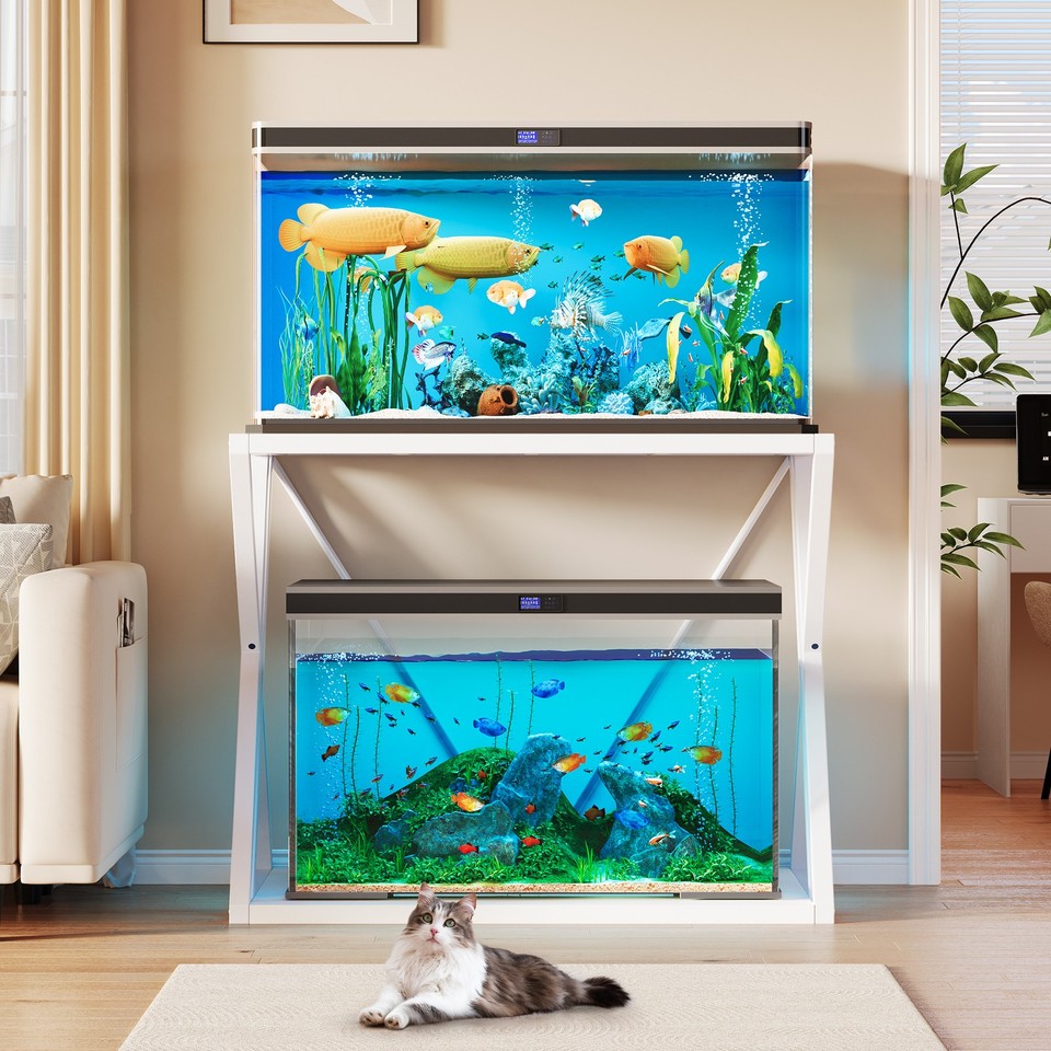 10-40 Gallon Z-Shape Fish Tank Stand Metal Aquarium Stand Double Layer ...