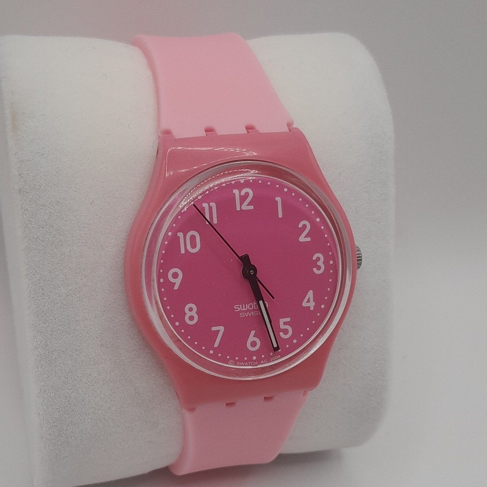 Pink Swatch Watch 34mm On New Pink Strap Excellent Working Order | eBay UK