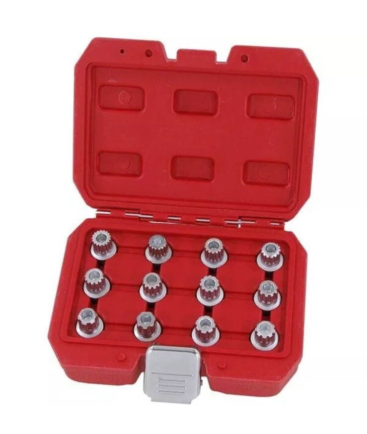 VW VAG Locking Wheel Nuts Stud 12pc Socket Set Multi Ribe Spline Kit ...