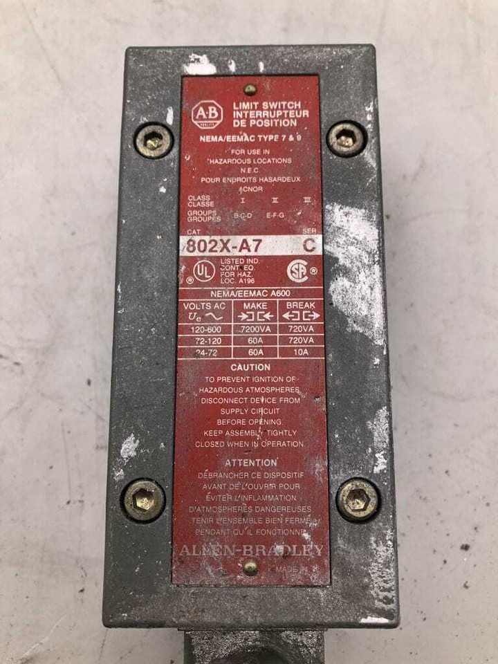 Allen Bradley 802X-A7 Watertight Limit Switch,Hazardous Location,Full ...