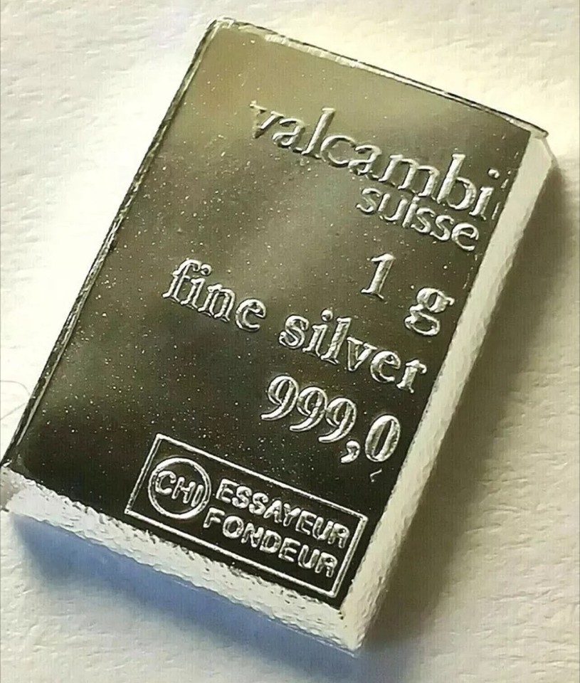 10 x 1g SILVER BAR - .999 FINE VALCAMBI SUISSE COMBI BAR UK - Free ...