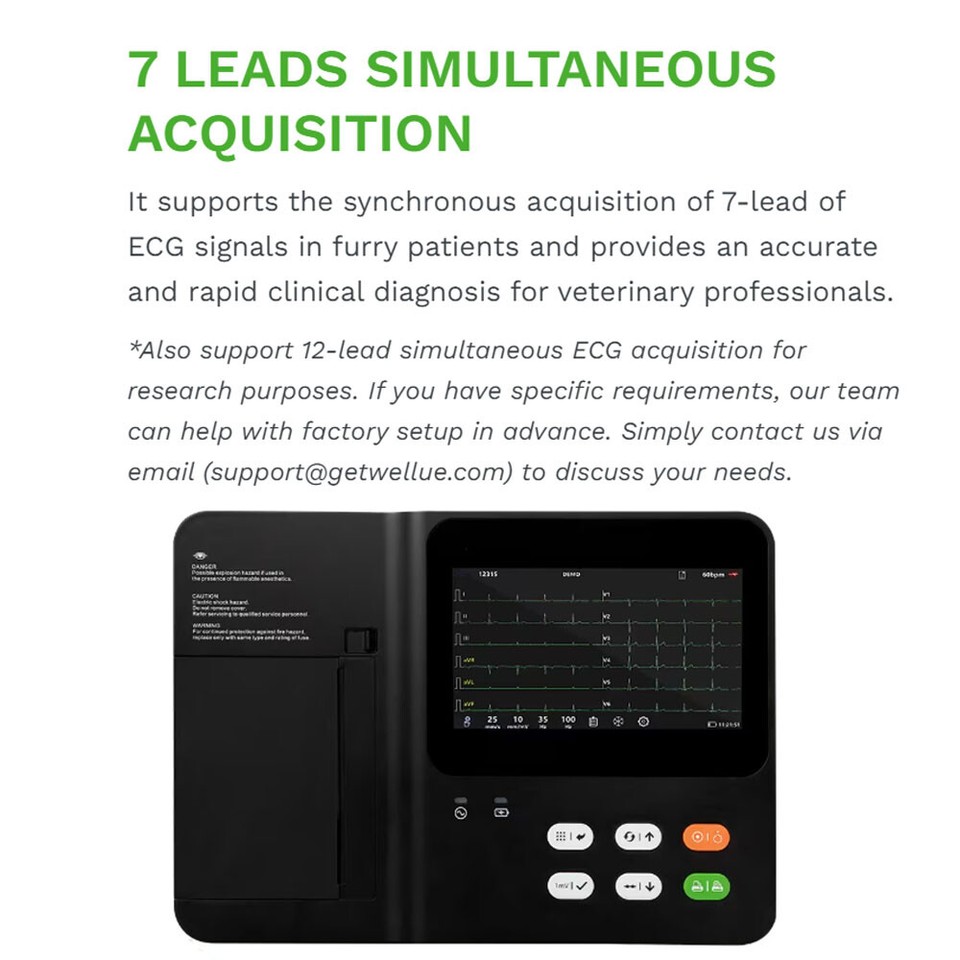Veterinary Digital 3-channel 5 lead Electrocardiograph ECG/EKG Machine ...