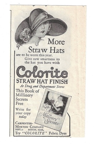 Colorite Straw Hat Finish Print Ad Carpenter Morton Co Boston MA ...