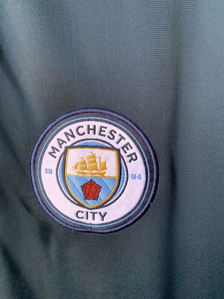 MANCHESTER CITY JACKET SWEATER MENS LARGE FULL ZIP SOCCER BLUE COLOR ...