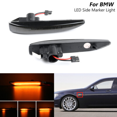 Dynamic Smoked LED Side Marker Turn Signal Lights For 02-08 BMW E65 E66 ...