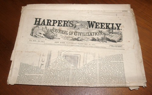 ANTIQUE HARPER'S WEEKLY FEBRUARY 27, 1875 BACK ISSUE | eBay Australia
