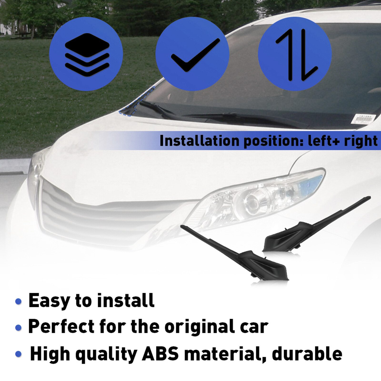 Windshield Wiper Cowl Trim Panel Side Fender Hood End Caps For Toyota ...