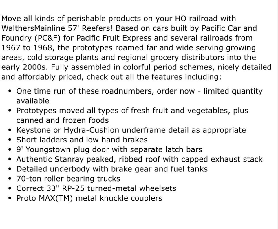 Walthers 910-3988 HO Scale 57' Mechanical Reefer ~ Lamb Weston (REMX ...