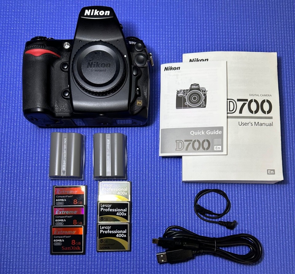 Nikon D700 Camera Body Only, 12.1 MPix, 2 batteries, 6 cards | eBay