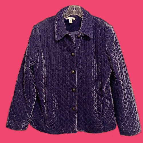 Purple Shimmery Velvet Quilted Jacket Barn Coat Women's 12 Preppy Old ...