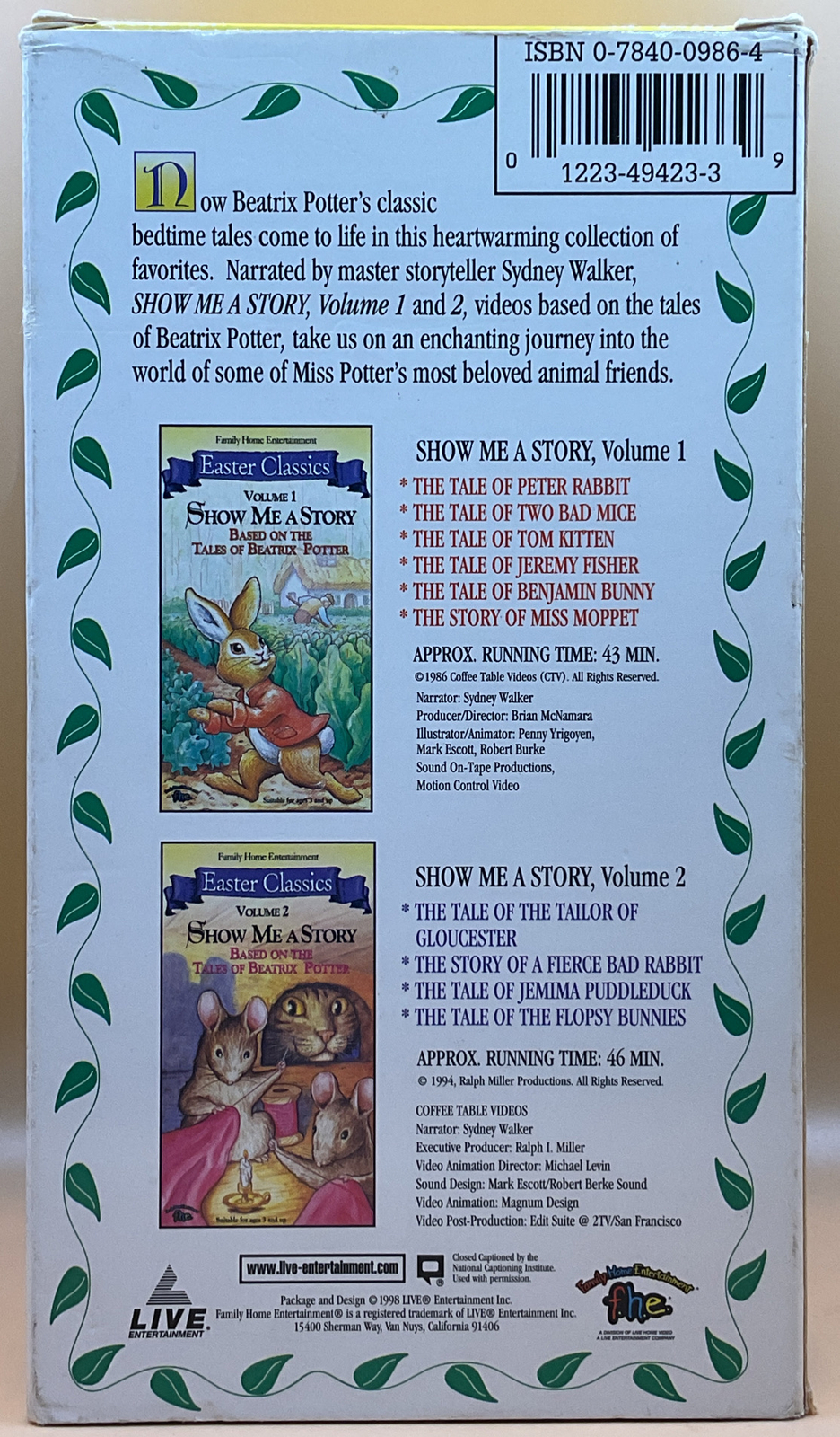 Show Me A Story Based on Tales of Beatrix Potter VHS 2 Tape Set *Buy 2 ...