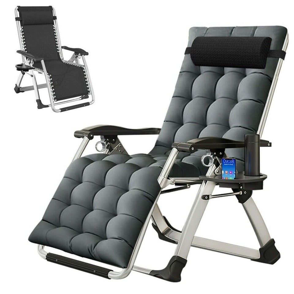 Patio Lounge Chair Chaise Bed Adjustable Beach Reclining Positions with ...