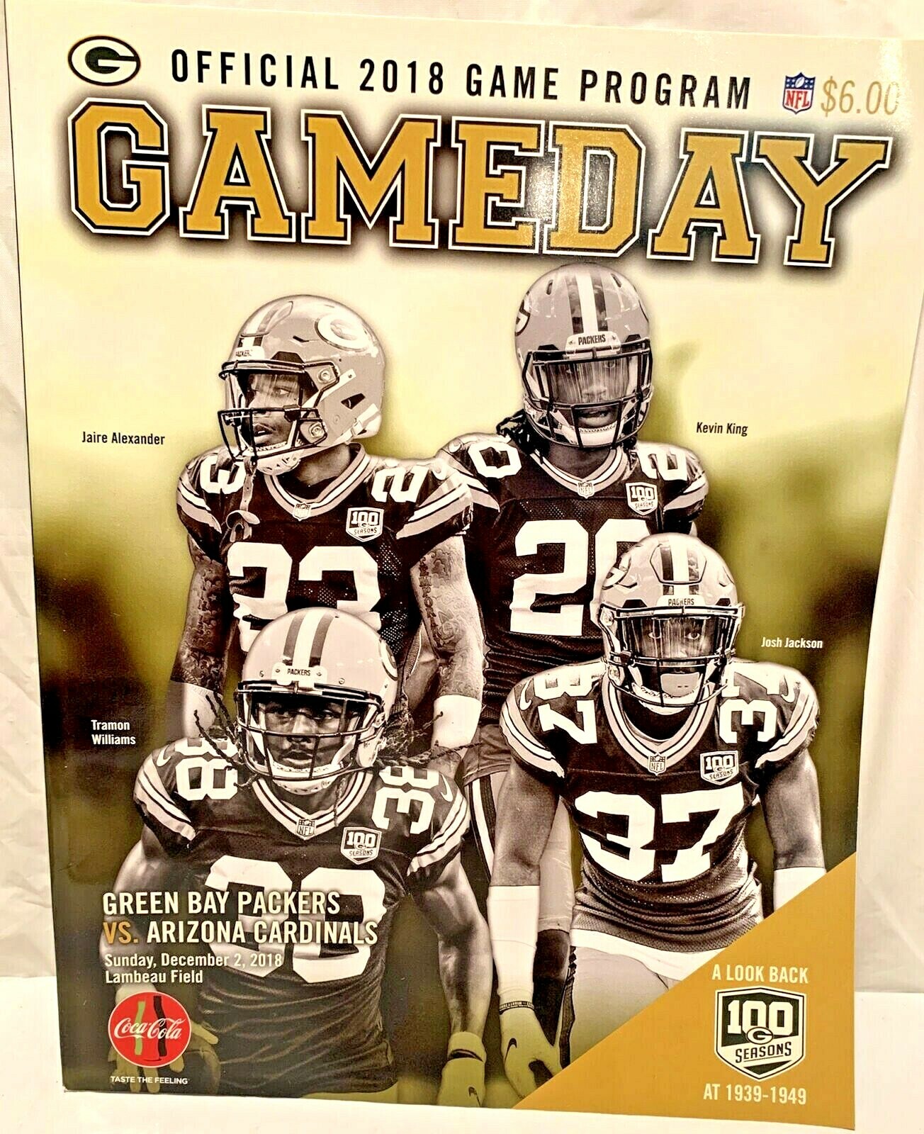 Green Bay Packers 2018 GAMEDAY Program GENERATION NEXT Cover 100 Season ...