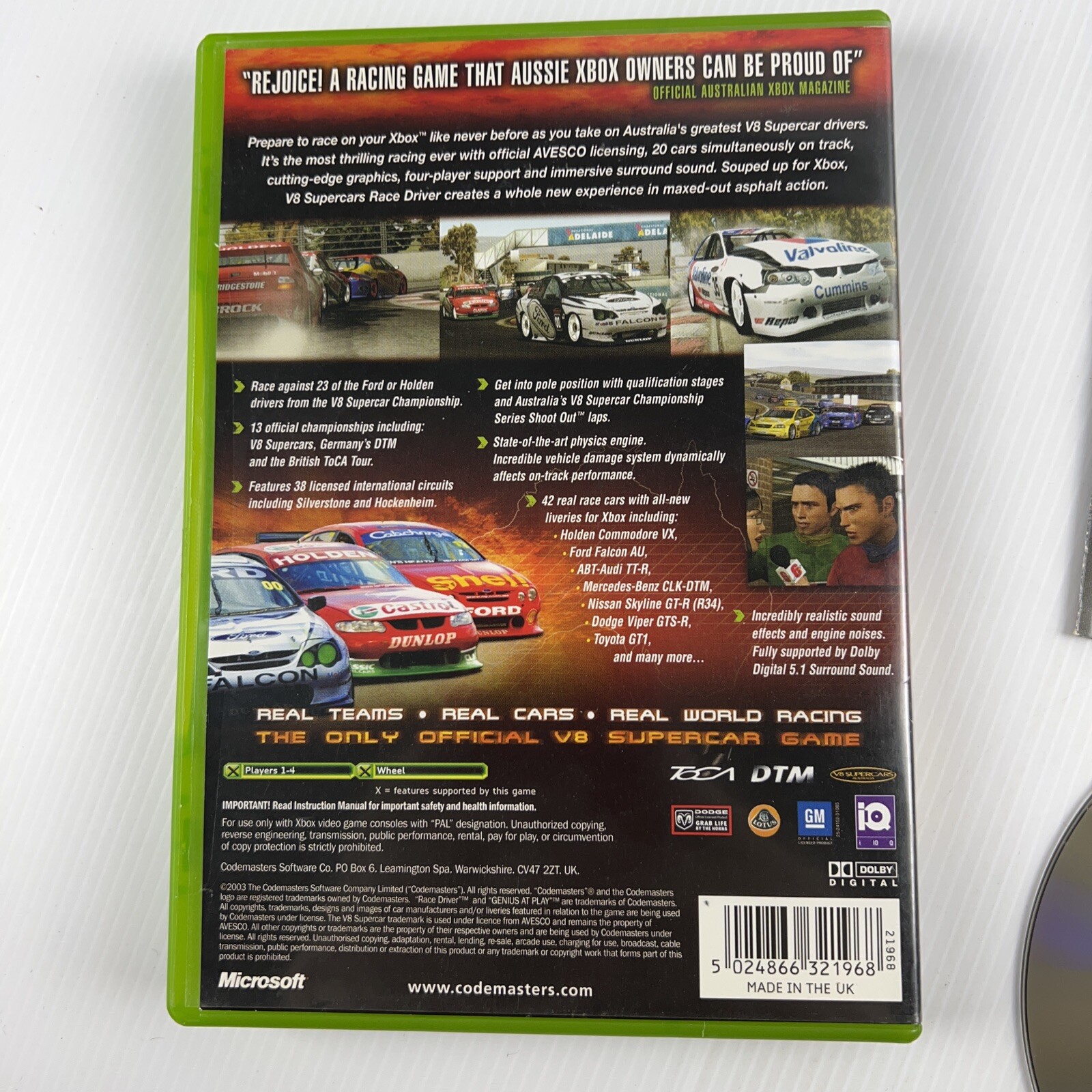 V8 Supercars Australia Race Driver - Xbox With Manual - PAL Free Post ...