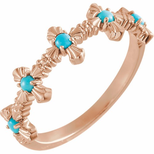 Turchese Croce Anello IN 14K Oro Rosa | eBay