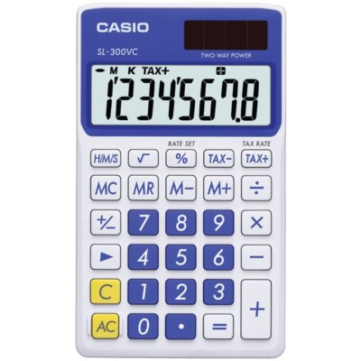 CASIO SL300VCBESIH Solar Wallet Calculator with 8-Digit Display (Blue ...