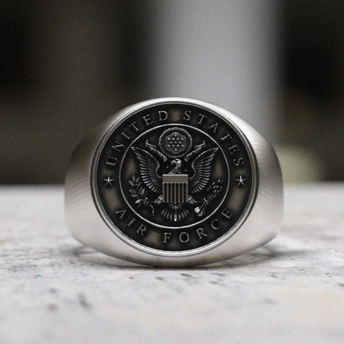 925 Sterling Silver U.S. Air Force Signet Ring - Handmade Military ...