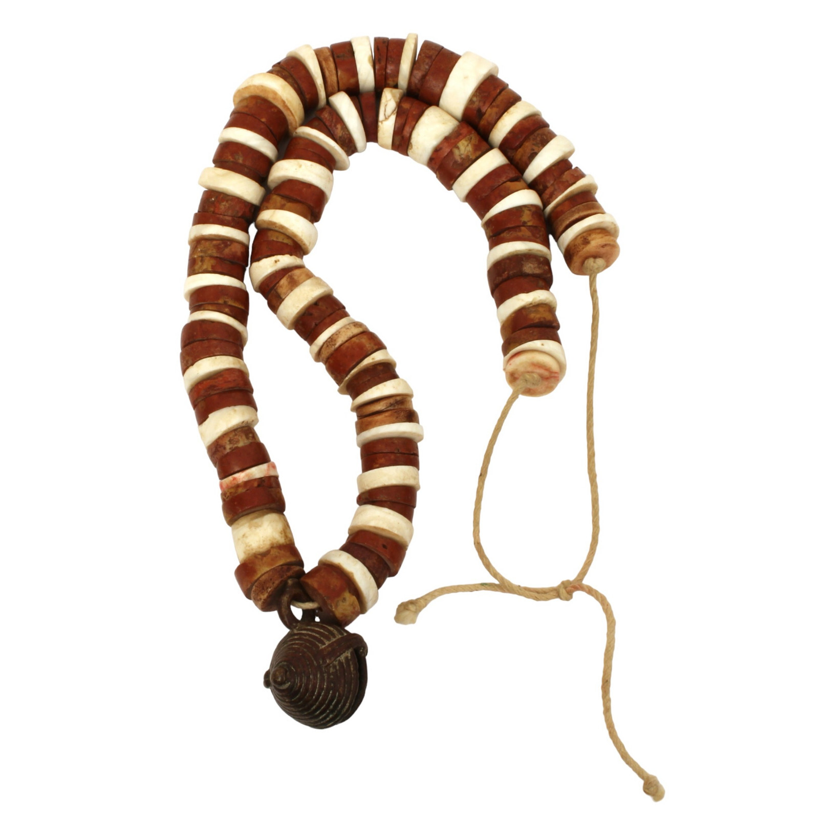 African Trade Beads 2 Strands Rusty Red Stone Bauxite White Glass ...