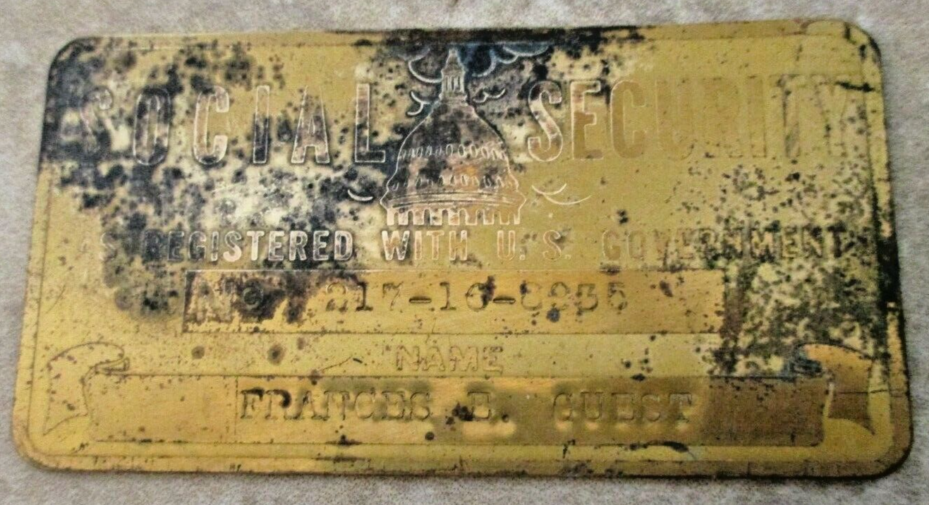 Vintage! Gold Social Security Engraved Card Frances Guest Capitol ...