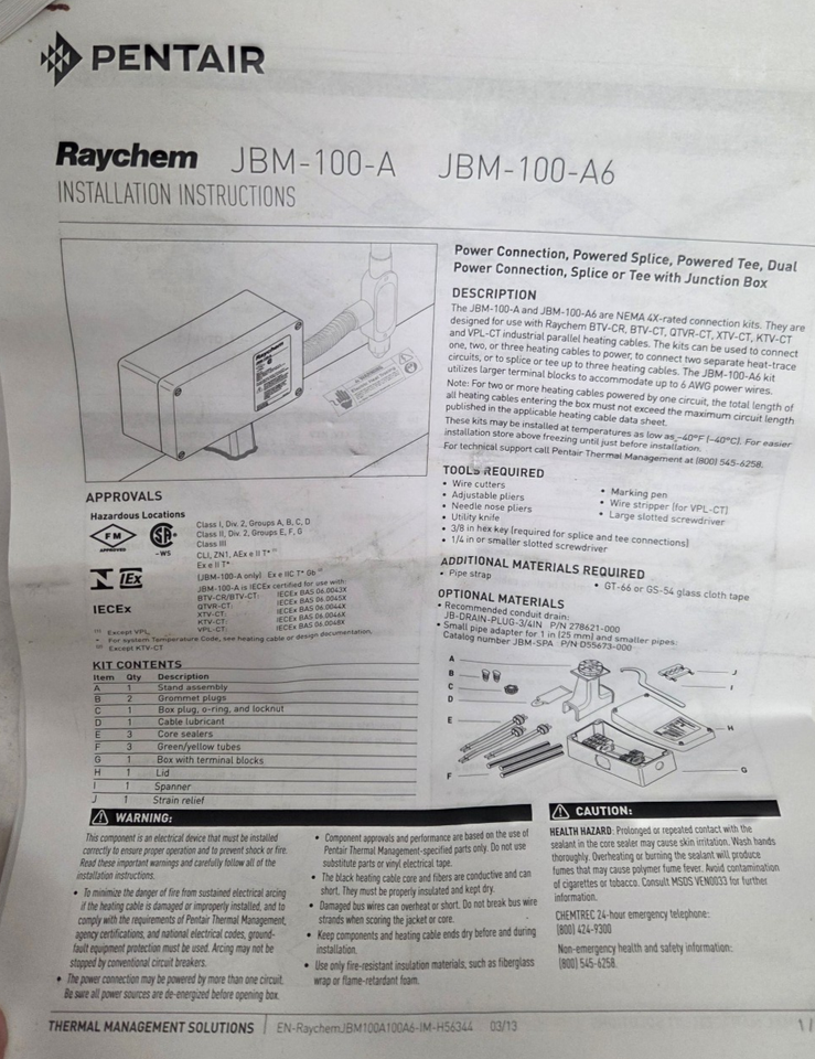 New Pentair Raychem JBM-100-A Multi Entry Power Connection & Junction ...