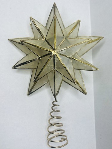 Capiz Shell Star Christmas Tree Topper Two Sided Triple 3D Stars Gold ...