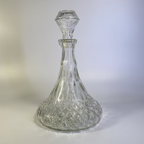Vintage Large Clear Cut Glass Liquor Alcohol Decanter Bottle & Stopper ...