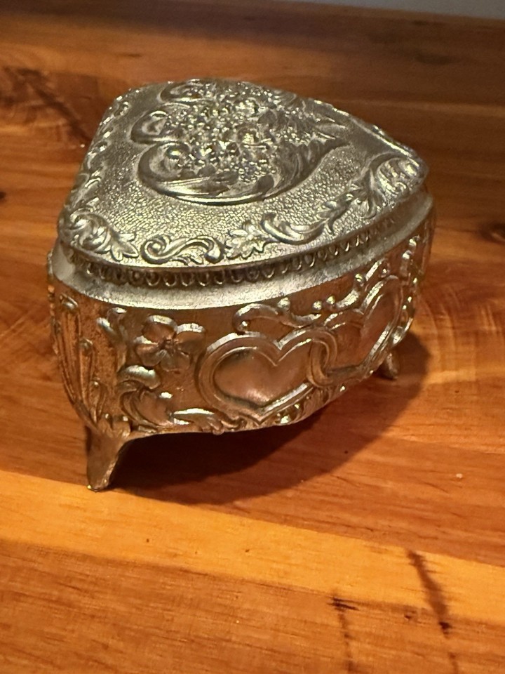 Vintage Silver Plated Heart-Shaped Trinket Box | eBay