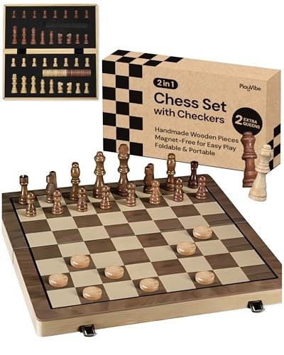 15-Inch Wooden Chess Set – Premium Folding Wooden Chess Board with ...
