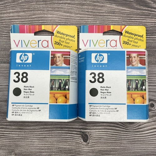 2 LOT HP Vivera Ink Cartridge HP 38 Matte Black C9412A Exp Nov 2008 ...