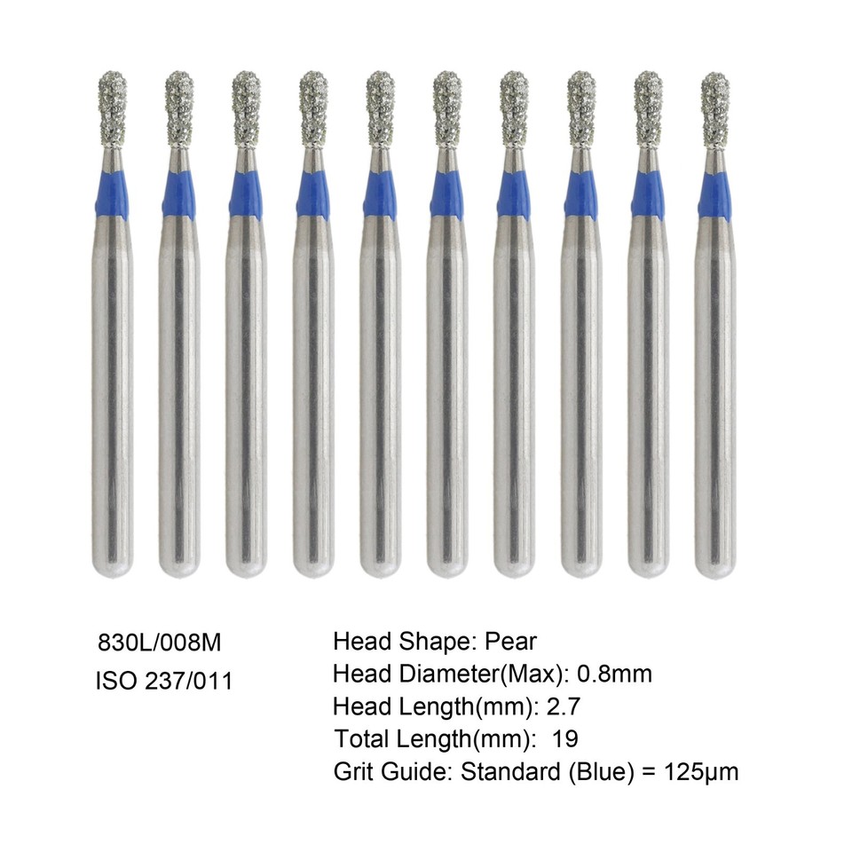 Dental 330 Diamond Bur 830L/008M FG Long Pear High Speed Burs Standard ...