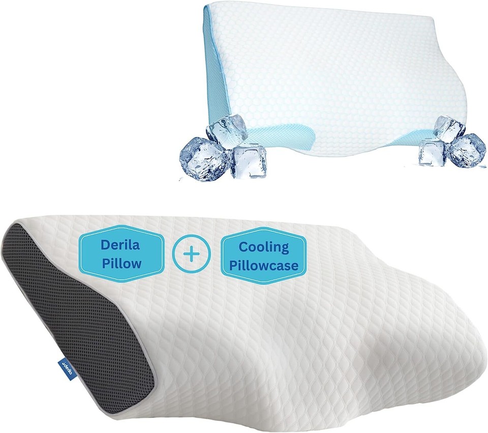 | DERILA® | Memory Foam Pillow OR Additional Pillowcase. Ergonomic Neck ...