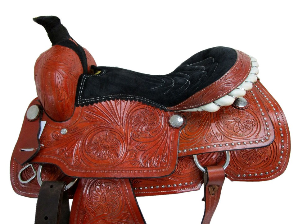 Western Saddle Trail Pleasure Tooled Leather Rodeo Horse Tack Set 18 17 ...
