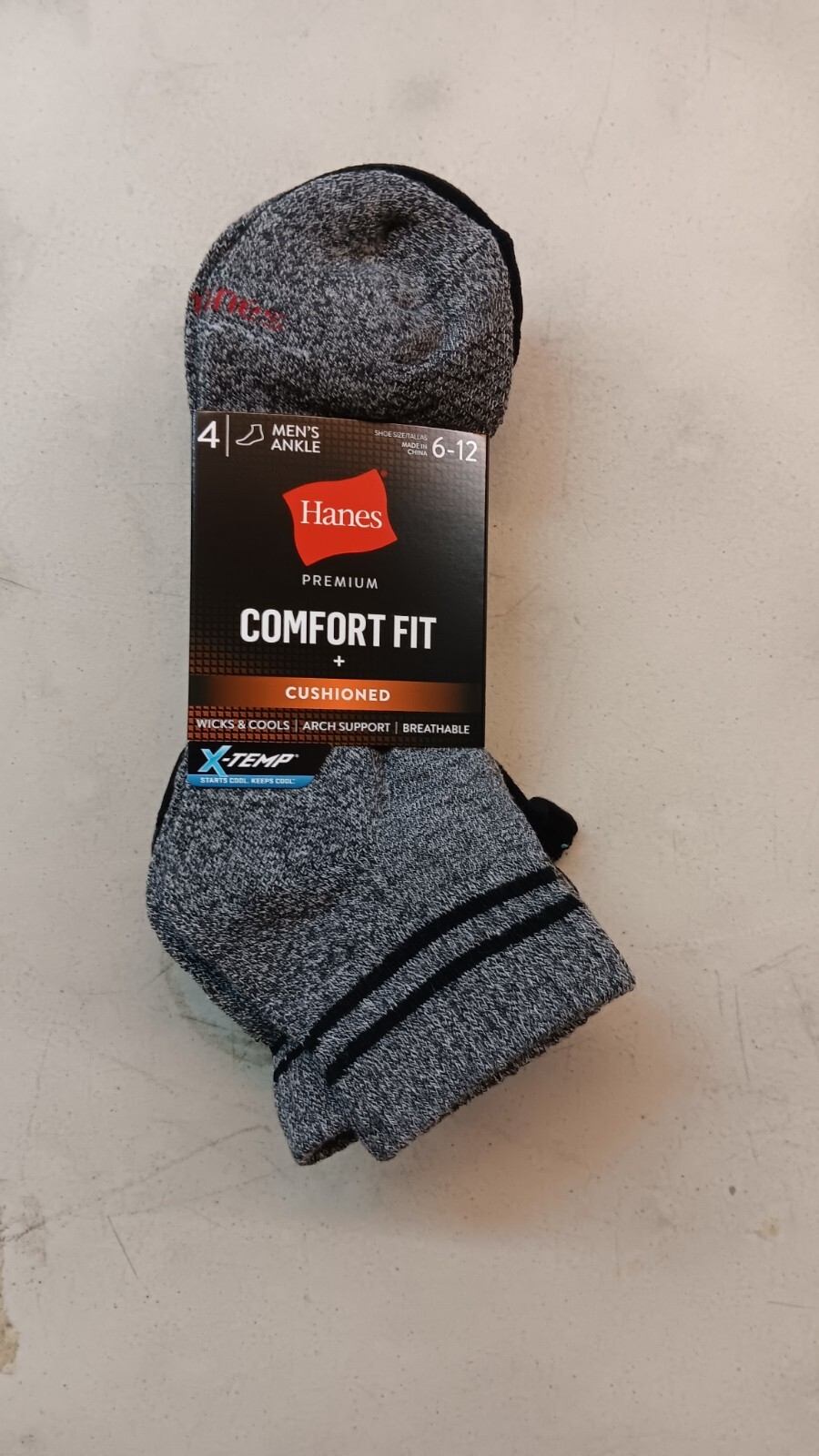 HANES Men Socks Low Cut Big & Tall Heal Shield Cushion Breathable X ...