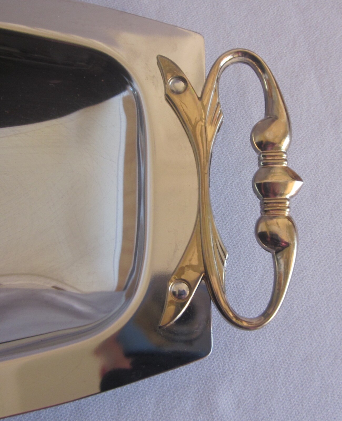 Vintage MCM Kromex Vogue Bread Roll Tray Chrome Gold Tone Handles #877 ...