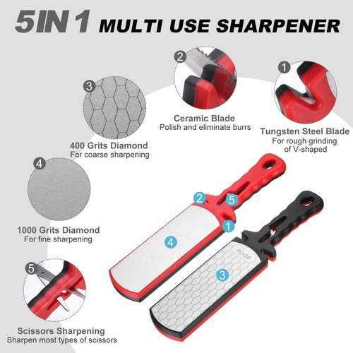 2pcs 400/1000 Grit Handheld Diamond Sharpening Stone Double-Sided Black ...