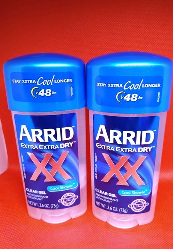 2x ARRID Extra Extra Dry COOL SHOWER Antiperspirant Deodorant Clear Gel ...