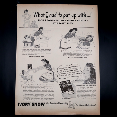 Ivory Snow Soap Magazine Advertisement 1940s Vintage Original Laundry ...