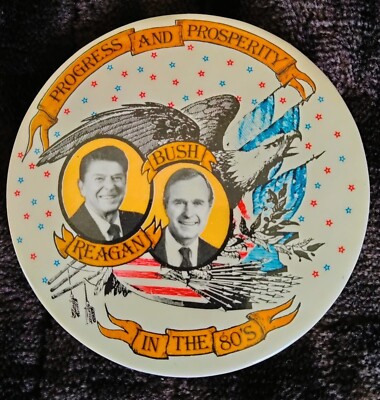 Vintage Presidential pin back Progress and Prosperity in the 80's ...