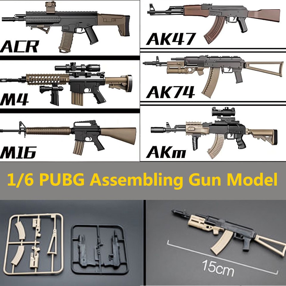 1/6 Scale Gatling AK47 QBZ MG62 HK416 MP7 MG42 98K Assemble Toy Gun ...
