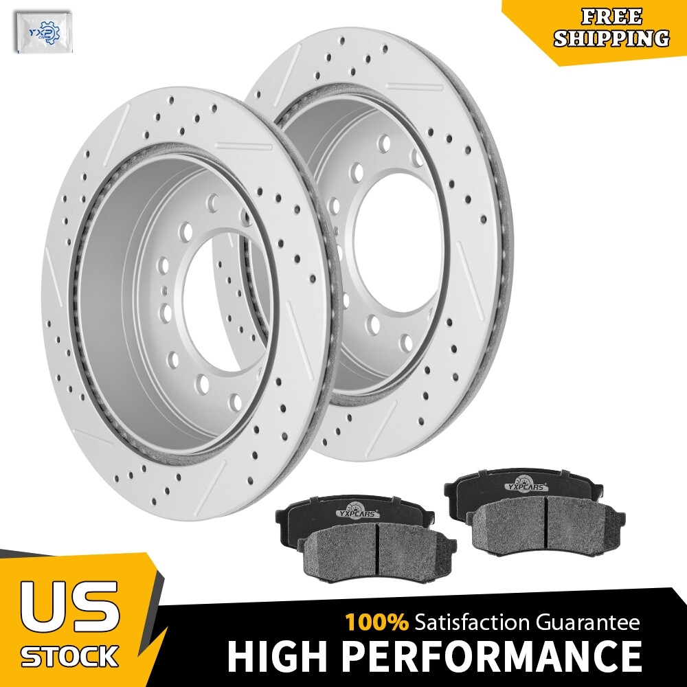 Rear Drilled Disc Rotors +Pads for Lexus GX470 Toyota 4Runner Sequoia ...