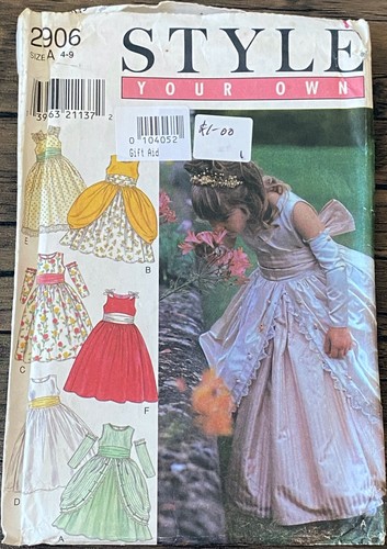 Style 2906 children girl princess dress vintage sewing pattern Size A 4 ...