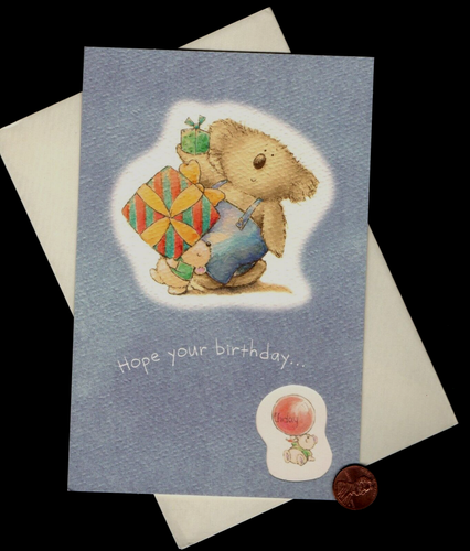 HTF BIRTHDAY Koala Bear Presents Balloon Bow - GLITTERED - Greeting ...