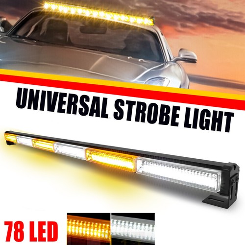 78 LED Emergency Traffic Advisor Rooftop Warning Strobe Light Bar Amber ...