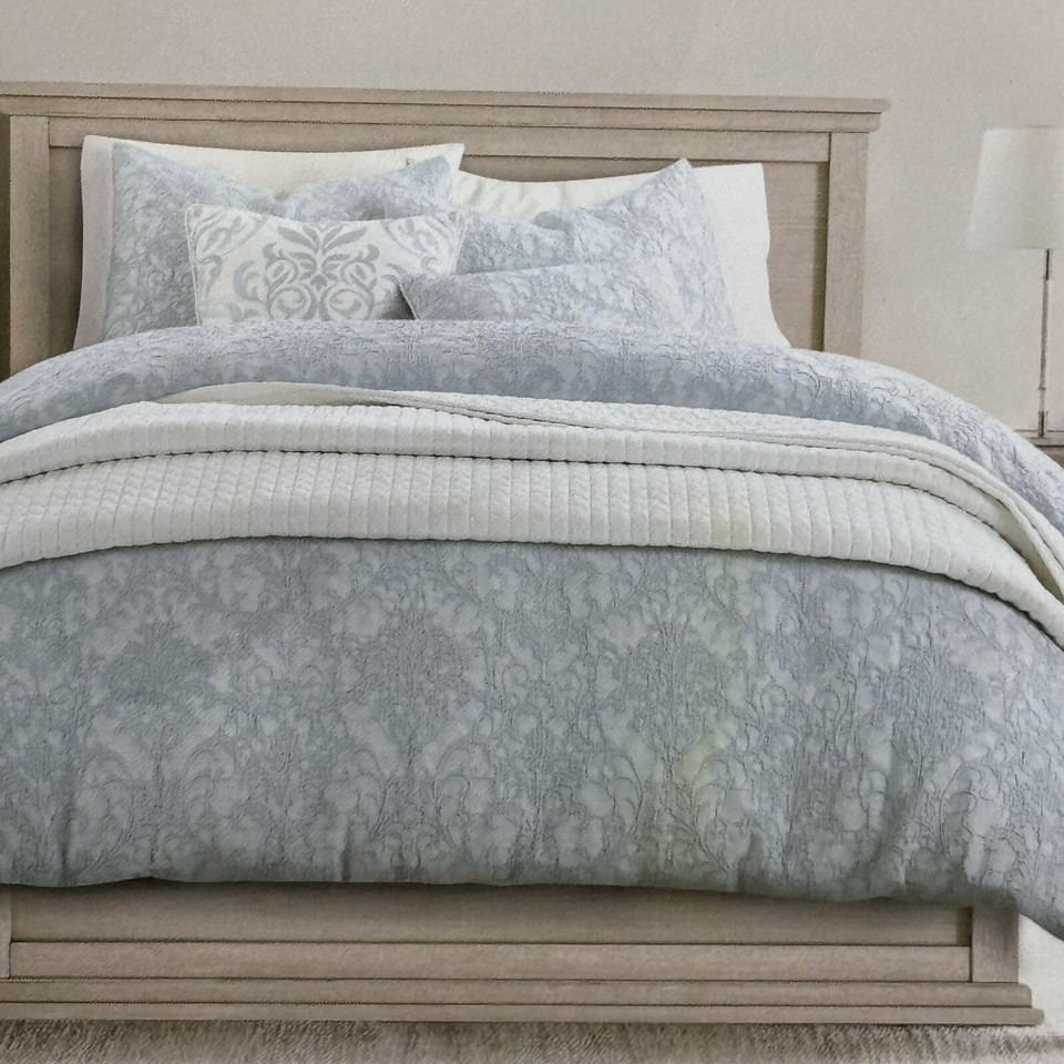 3pc Nicole Miller Artelier Light Blue King Duvet Cover Sham Set ...