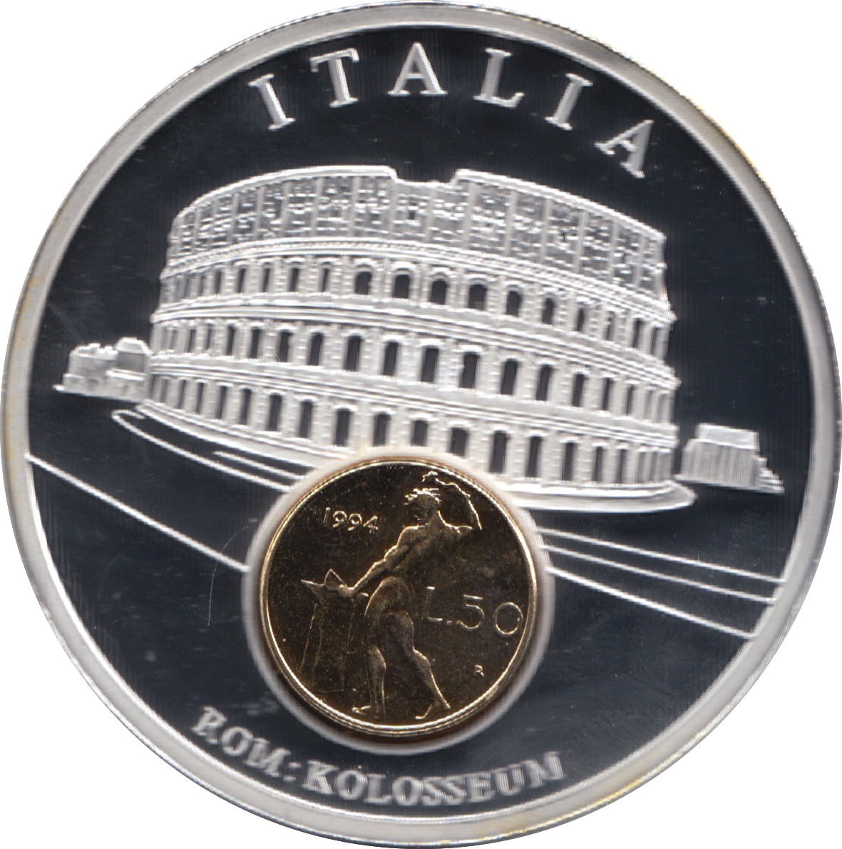 Coin CU Silver Plated Proof 1999 European Countries Italy Colosseum Of ...