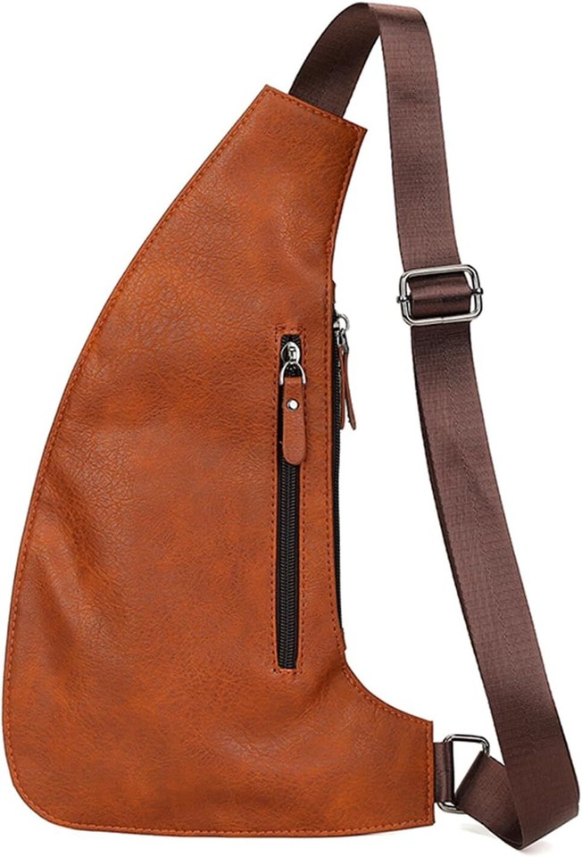 QAZWSXE Leather Sling Bag Crossbody Backpack for Men Women 07-light ...